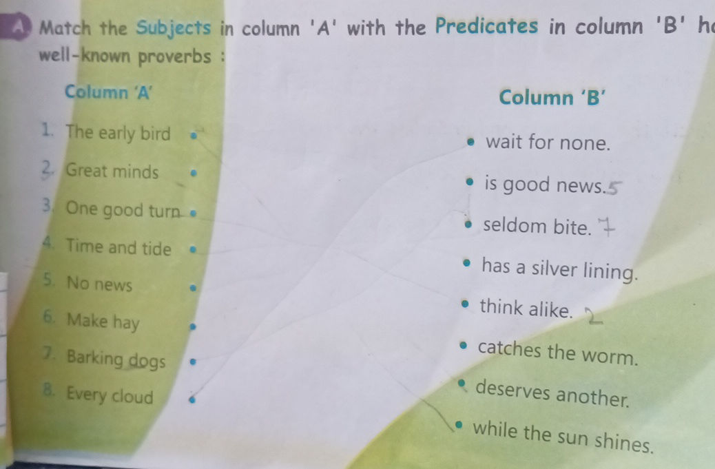 Match the Subjects in column 'A' with the | StudyX