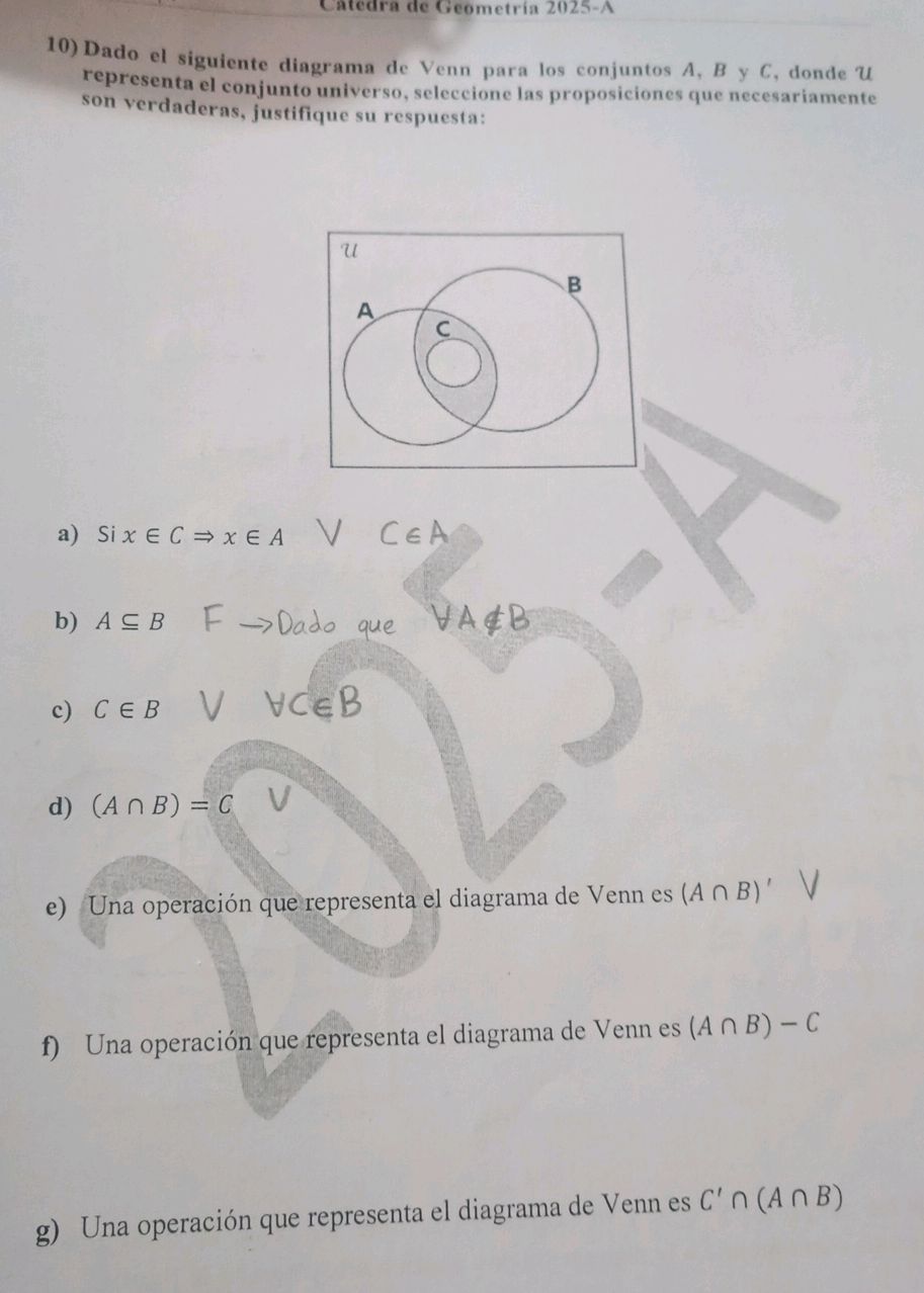 10) Dado el siguiente diagrama de Venn para | StudyX