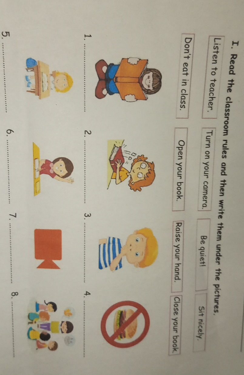 I. Read the classroom rules and then write | StudyX