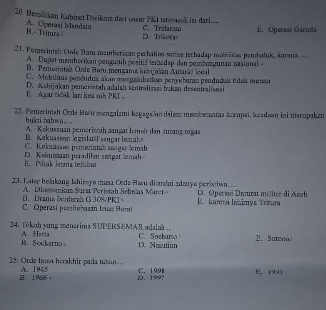 20. Bersihkan Kabinet Dwikora dari unsur PKI | StudyX