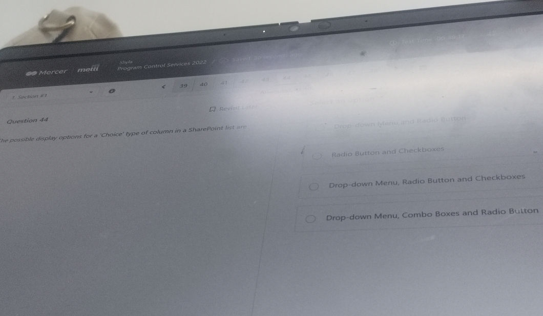Question 44 The possible display options for | StudyX
