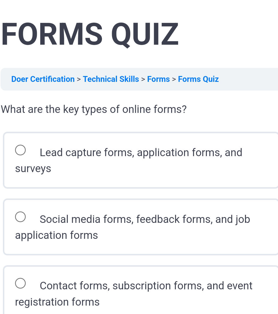 What are the key types of online forms? | StudyX