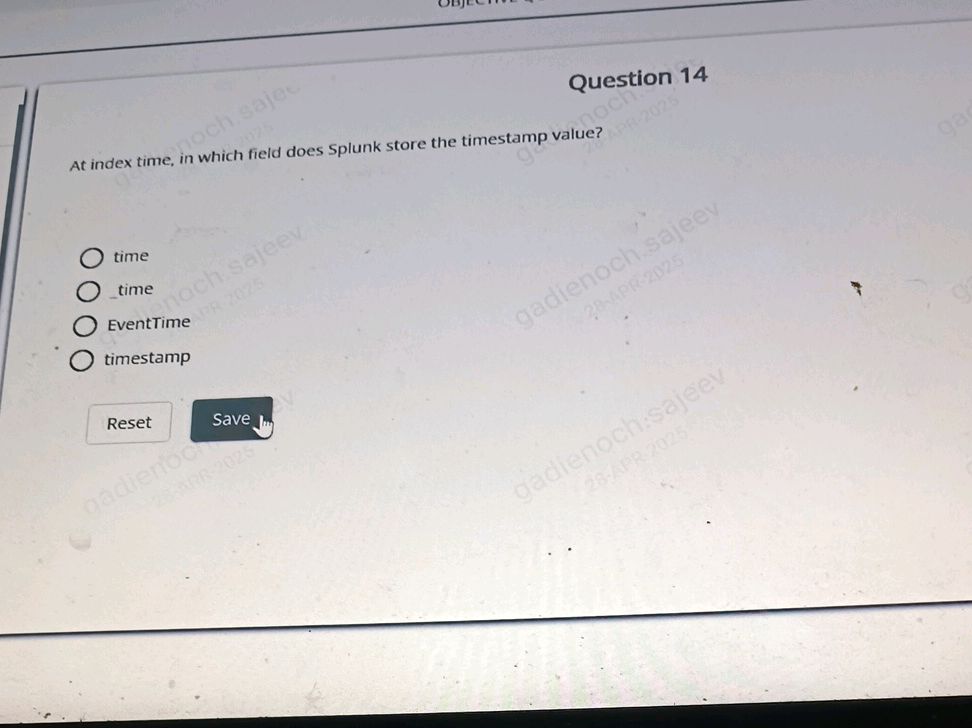 At index time, in which field does Splunk | StudyX