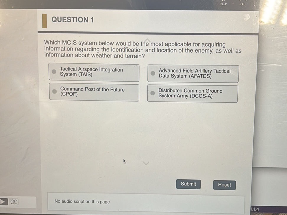 Which MCIS system below would be the most