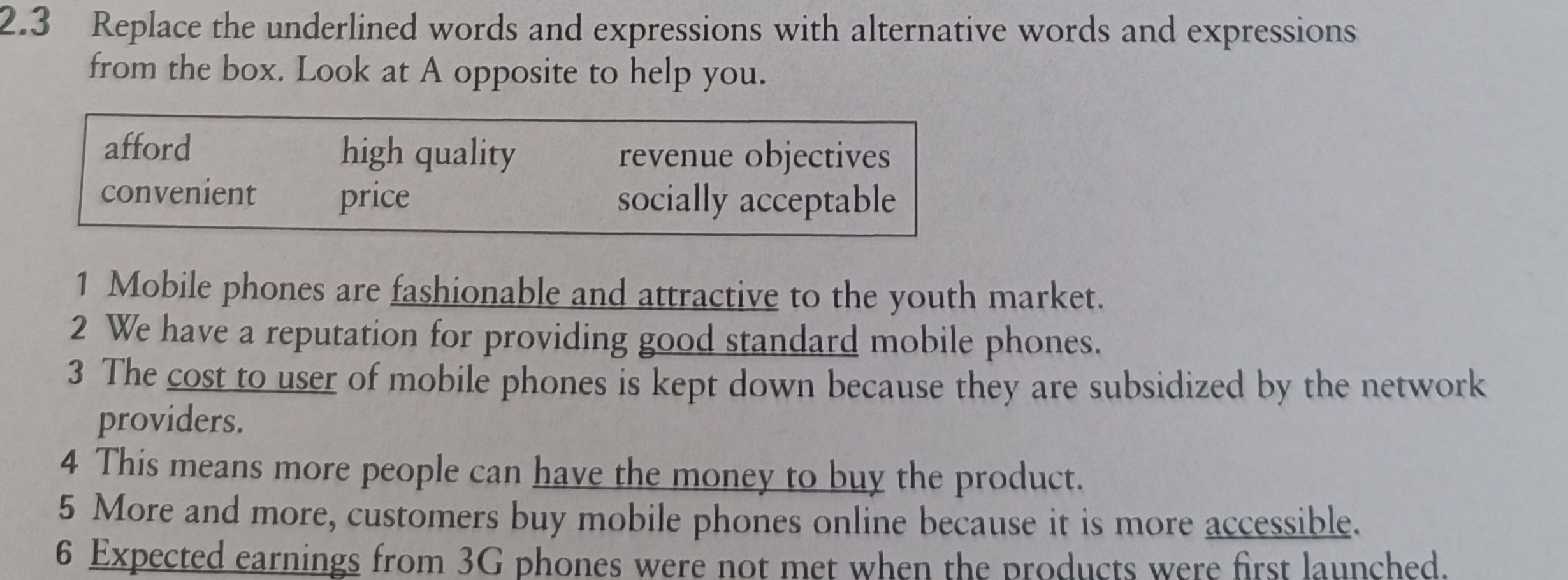 2.3 Replace the underlined words and | StudyX