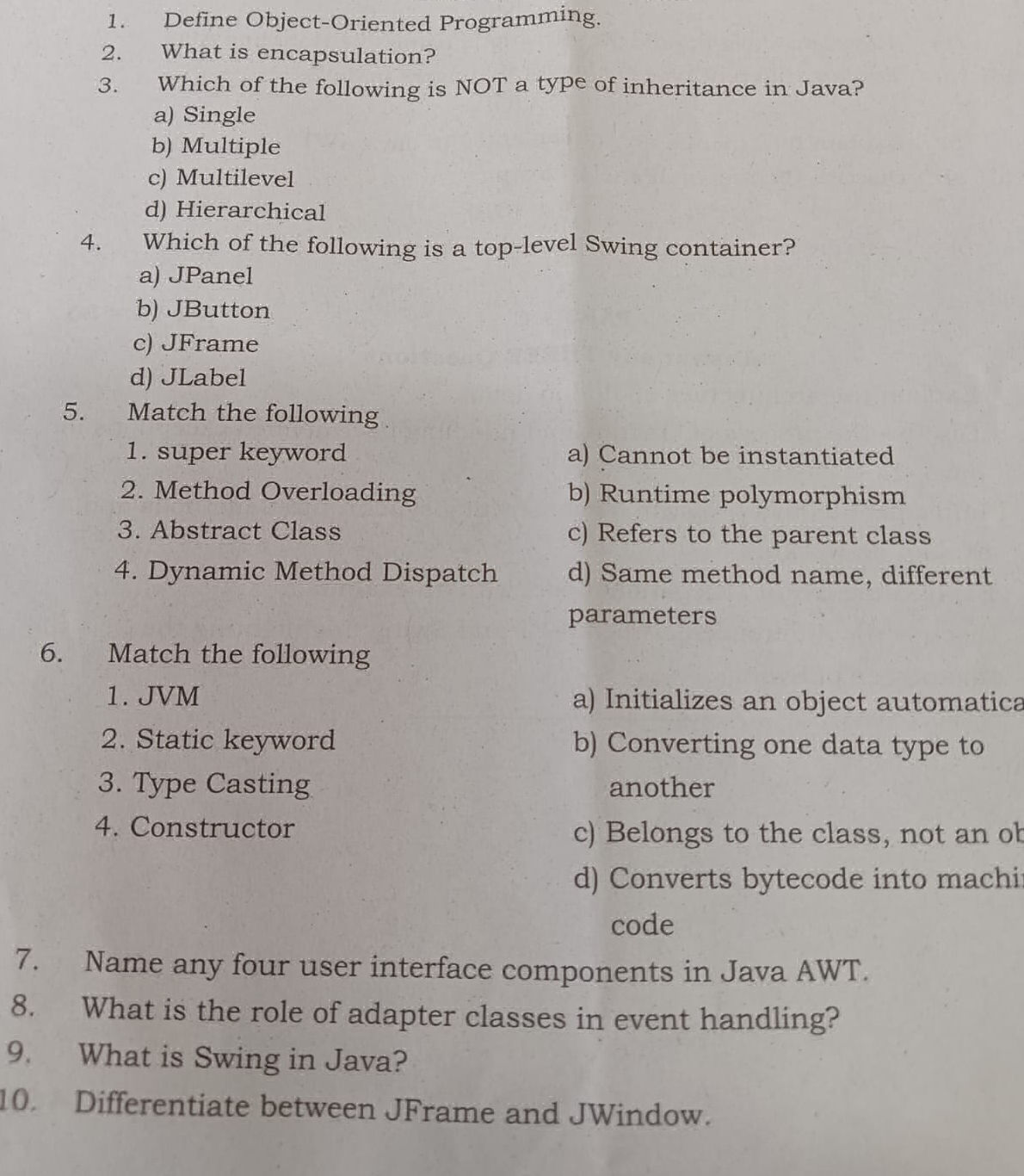 1. Define Object-Oriented Programming. 2. | StudyX