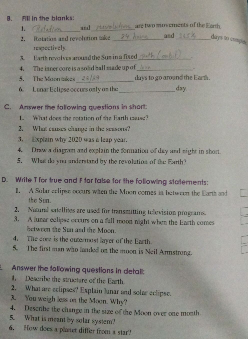 B. Fill in the blanks: 1. Rotation and | StudyX