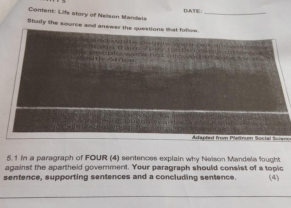 5.1 In a paragraph of FOUR (4) sentences