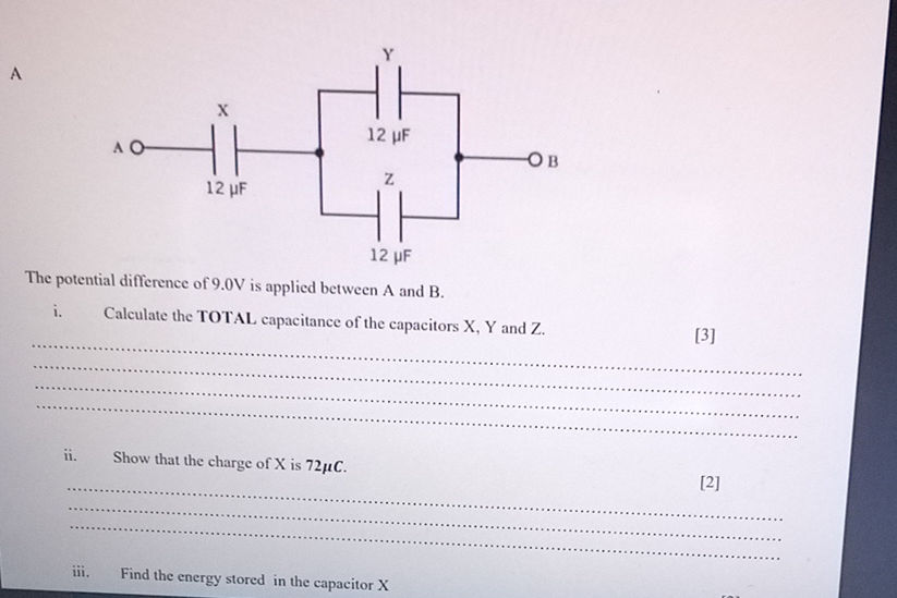 The potential difference of 9.0V is applied | StudyX