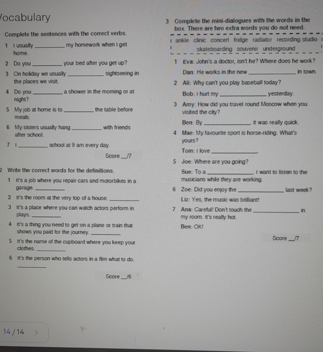 1 Complete the sentences with the correct | StudyX