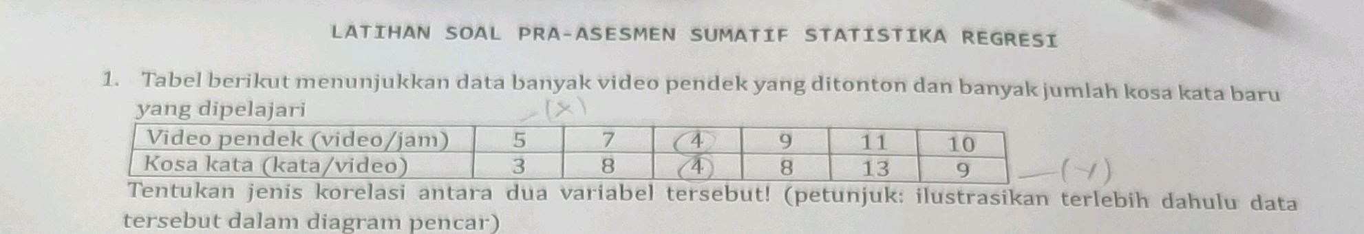 1. Tabel berikut menunjukkan data banyak | StudyX