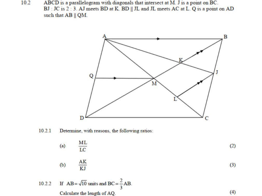 10.2 ABCD is a parallelogram with diagonals | StudyX