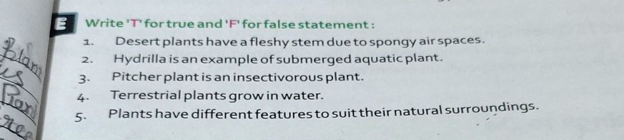 Write 'T' for true and 'F' for false | StudyX