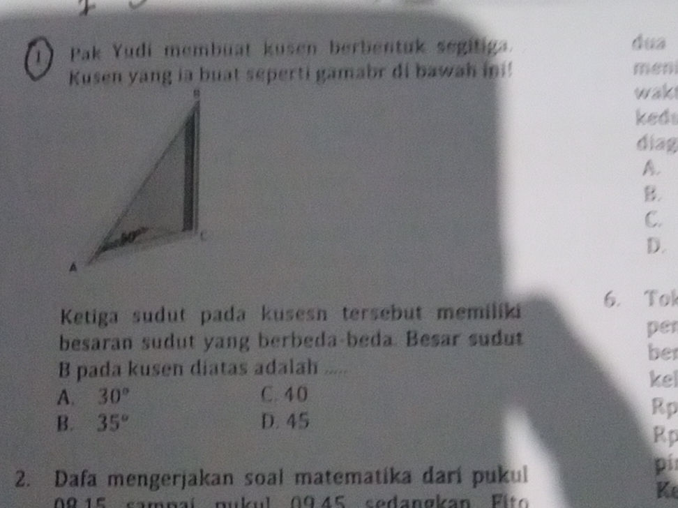 Pak Yudi membuat kusen berbentuk segitiga. | StudyX
