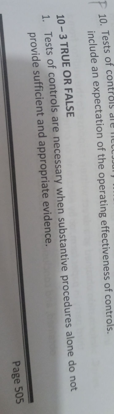 10. Tests of controls include an expectation | StudyX