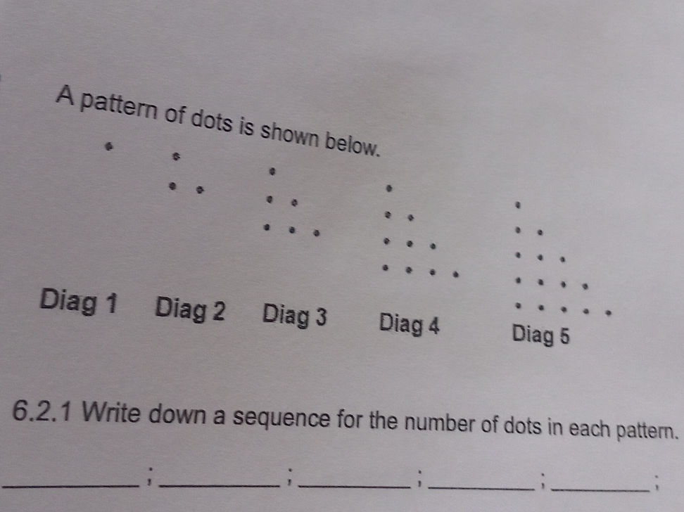 A pattern of dots is shown below. Diag 1 | StudyX