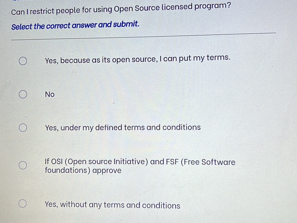 Can I restrict people for using Open Source | StudyX