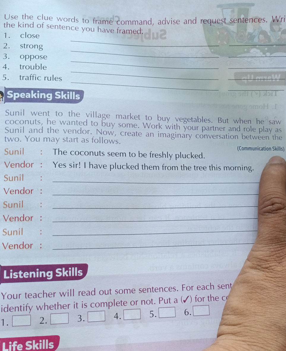 Use the clue words to frame command, advise | StudyX