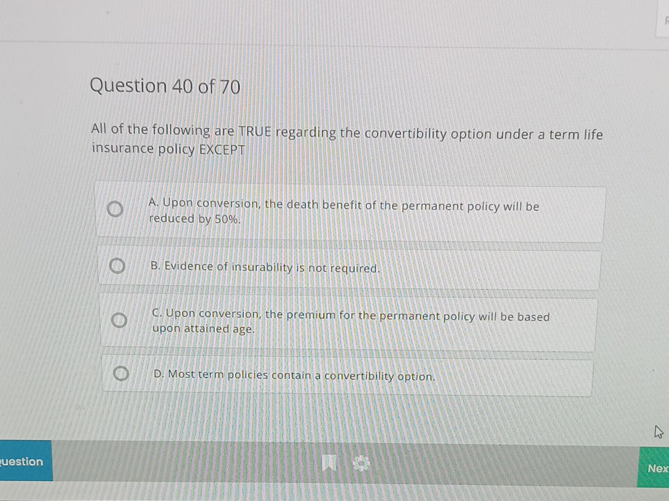 Question 40 of 70 All of the following are | StudyX