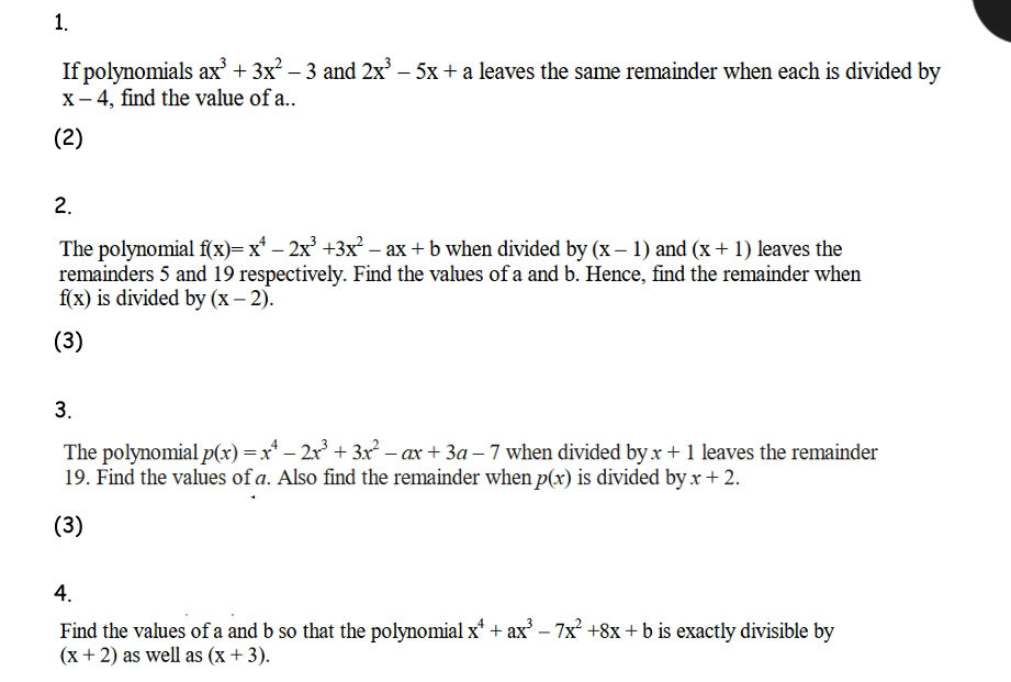 1. If polynomials $ax^3 + 3x^2 - 3$ and | StudyX