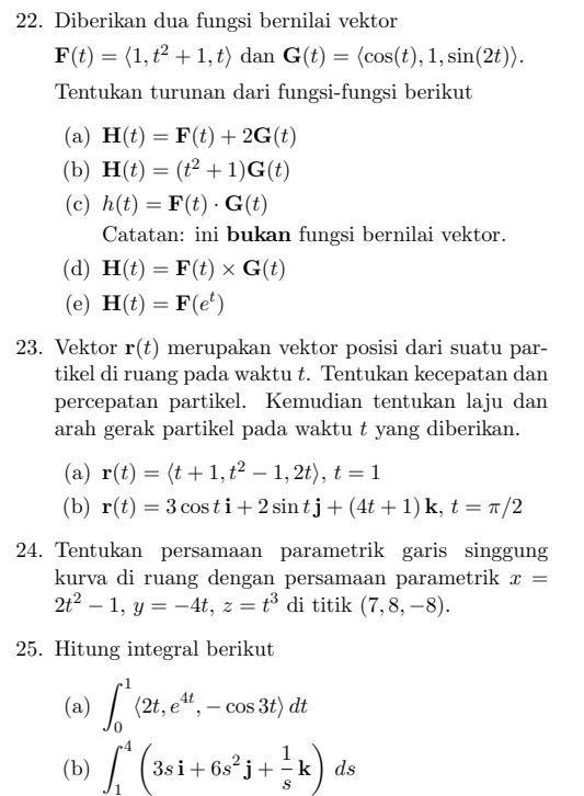 22. Diberikan dua fungsi bernilai vektor $ | StudyX