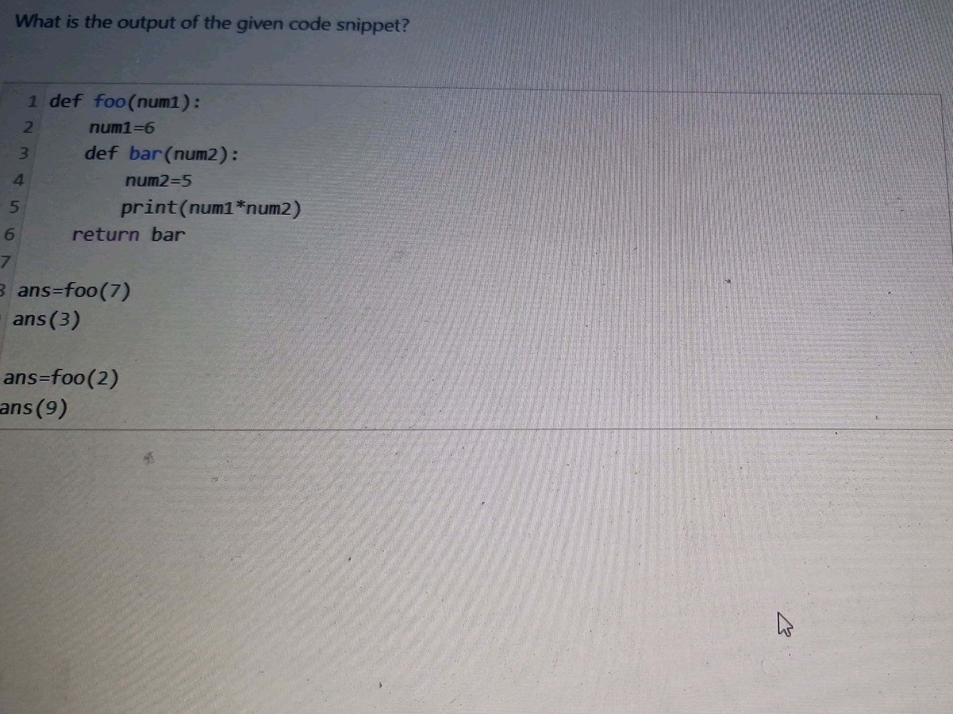 What is the output of the given code | StudyX