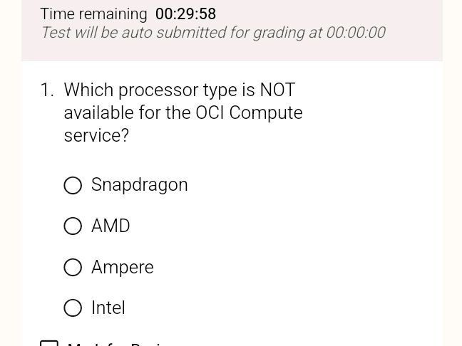 1. Which processor type is NOT available for | StudyX