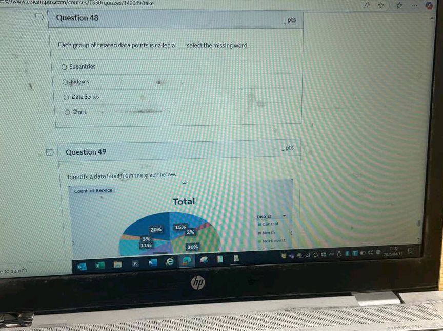 Question 48 Each group of related data | StudyX