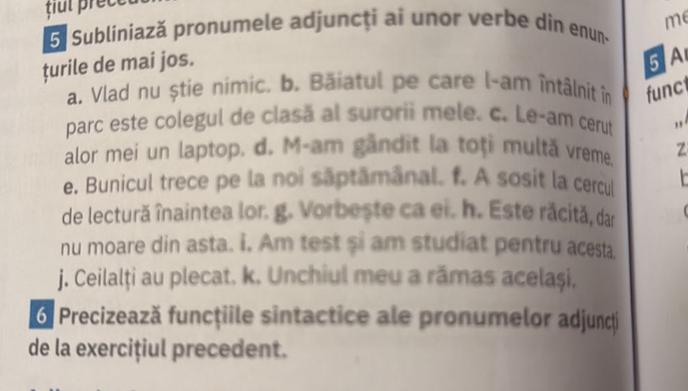 5 Subliniază pronumele adjuncți ai unor | StudyX