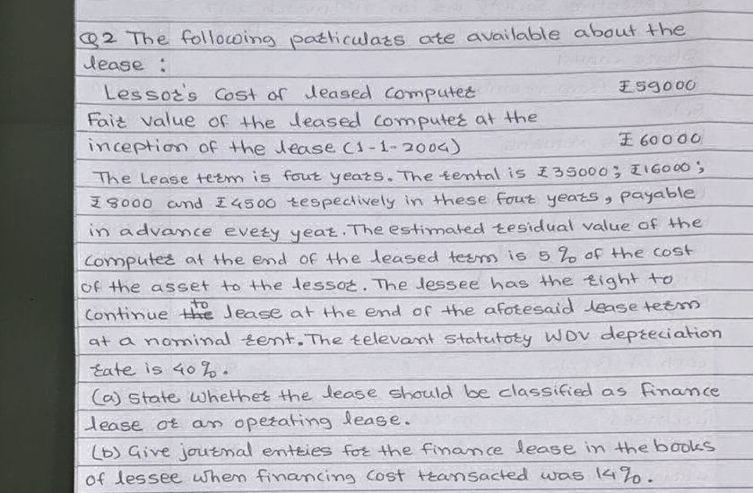 Q2 The following particulars are available | StudyX