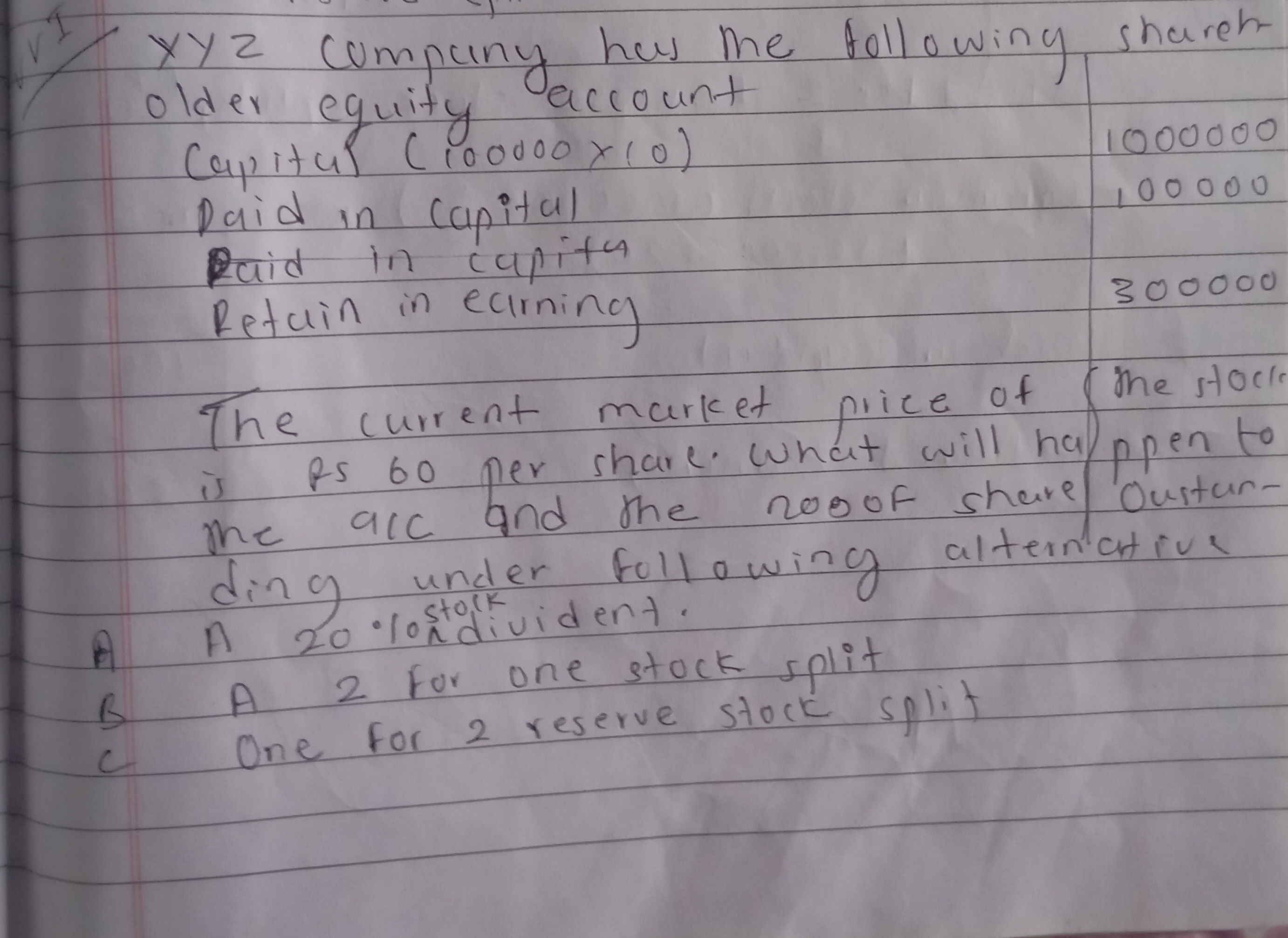 XYZ Company has the following shareh | StudyX