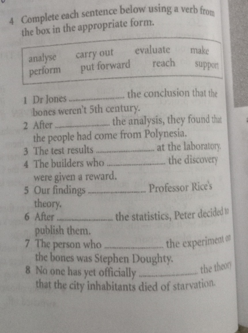 4 Complete each sentence below using a verb | StudyX