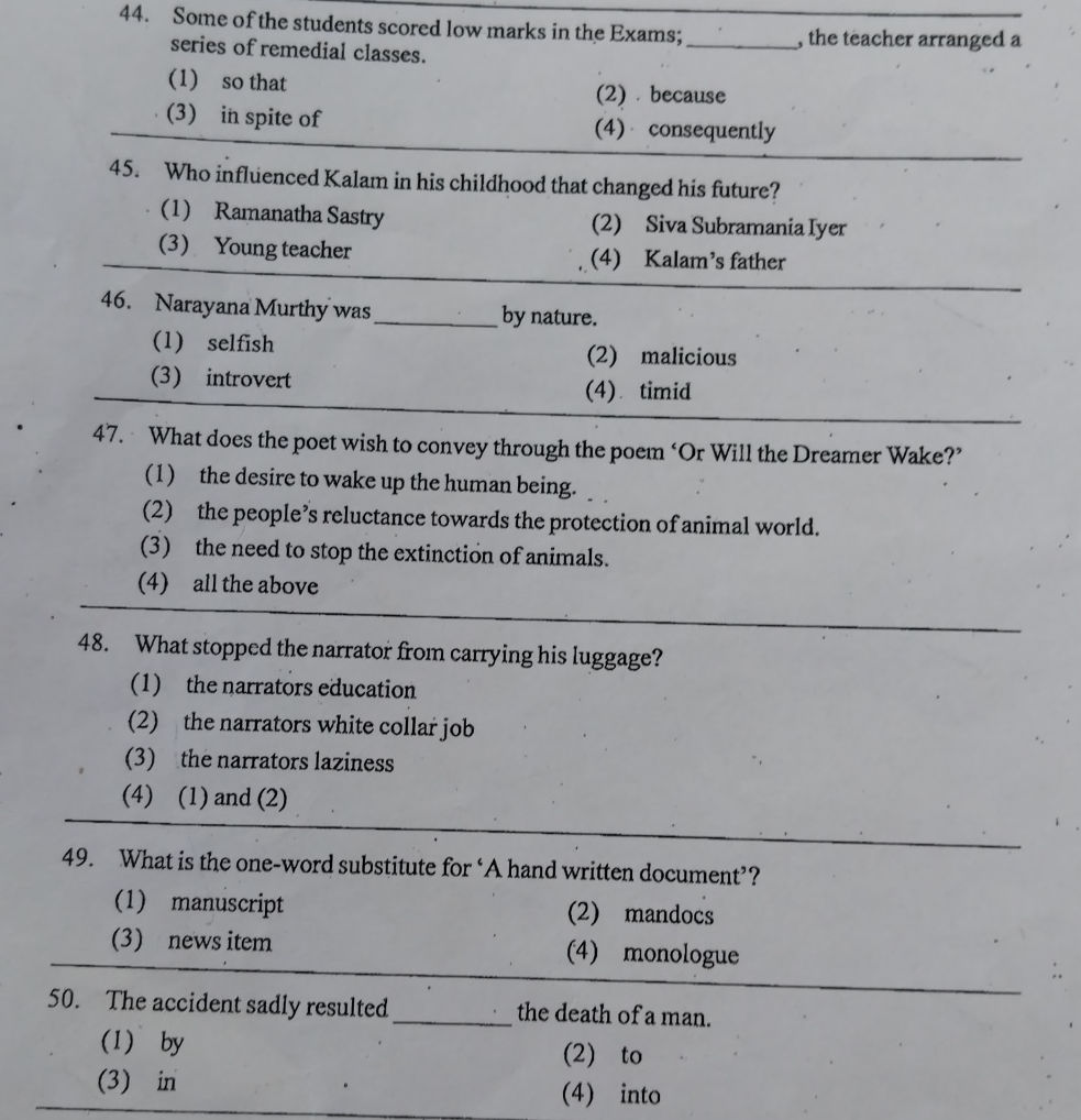 44. Some of the students scored low marks in | StudyX