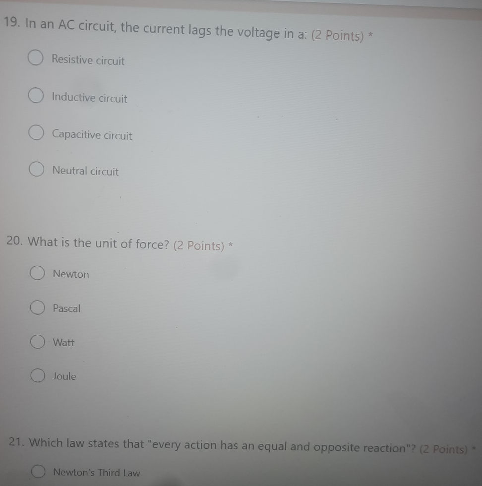 19. In an AC circuit, the current lags the | StudyX