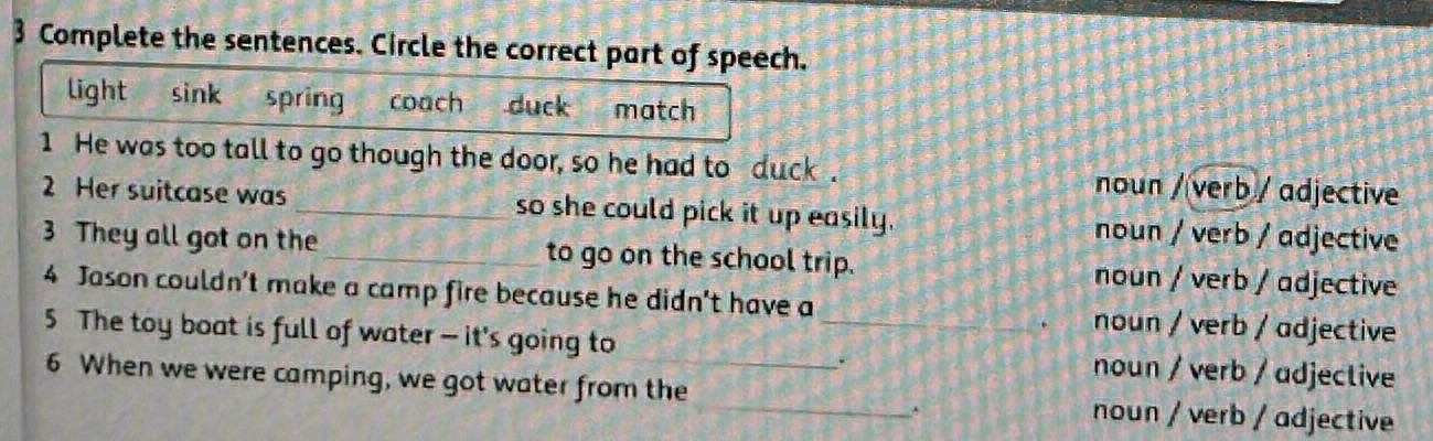 3 Complete the sentences. Circle the correct | StudyX