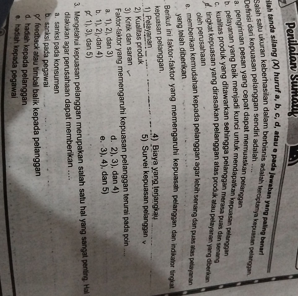 Pilihlah tanda silang (X) huruf a, b, c, d, | StudyX