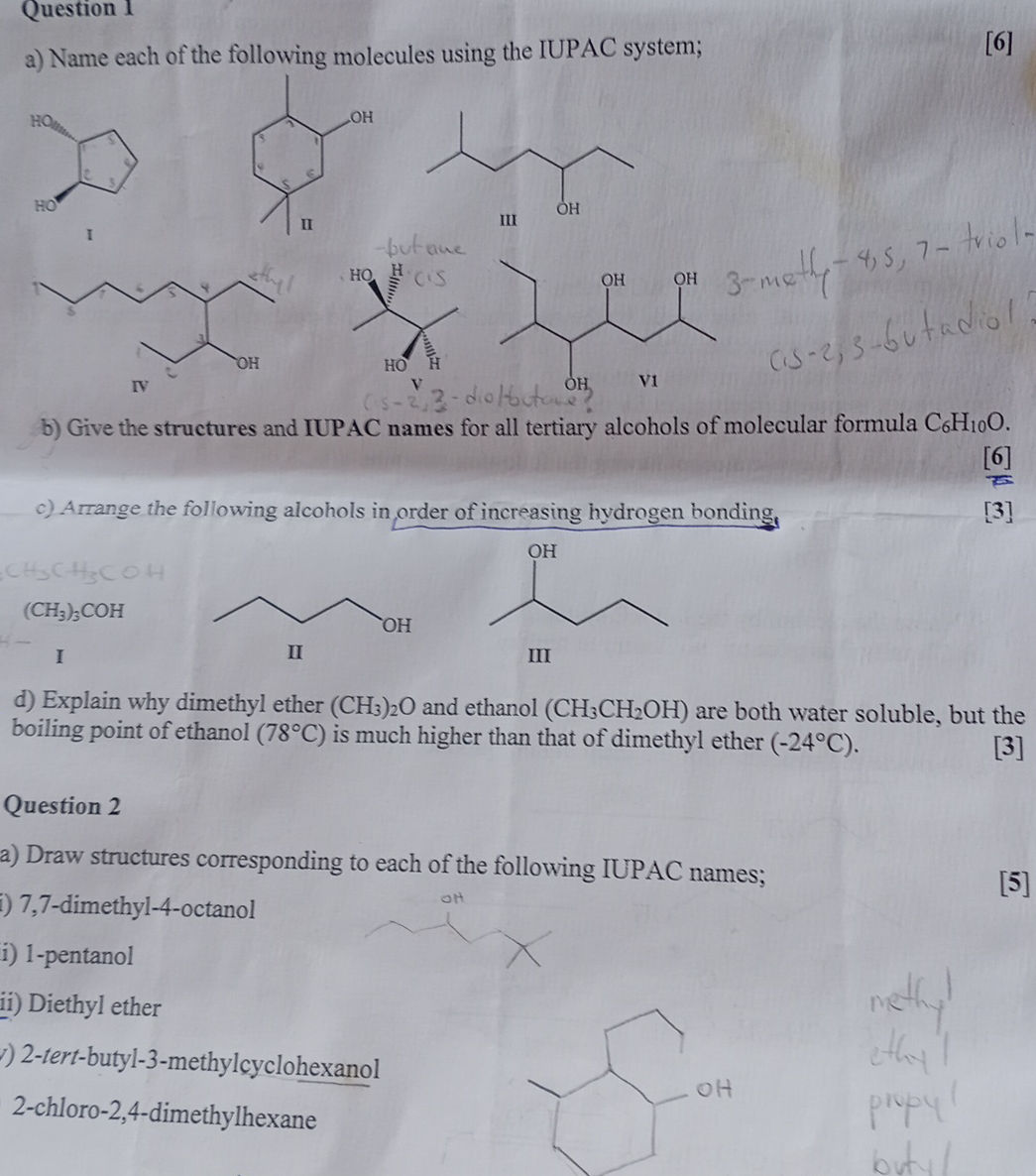 Question 1 a) Name each of the following | StudyX