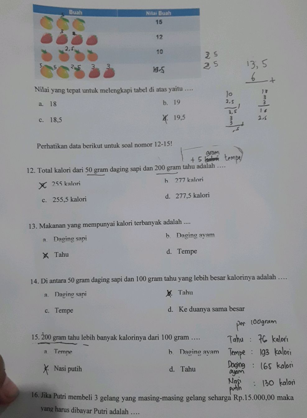 Nilai yang tepat untuk melengkapi tabel di | StudyX