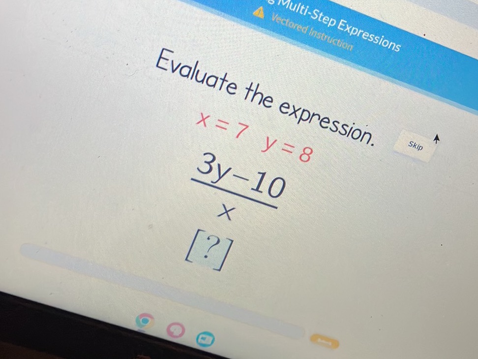 Evaluate the expression. x = 7 y = 8 $ | StudyX