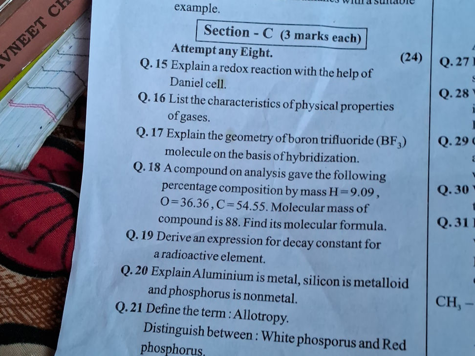 Q. 15 Explain a redox reaction with the help | StudyX