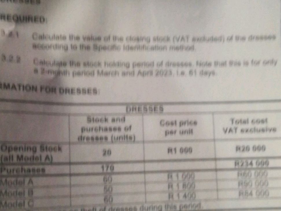 3.2.1 Calculate the value of the closing | StudyX