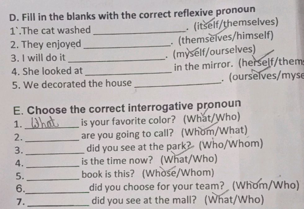 D. Fill in the blanks with the correct | StudyX