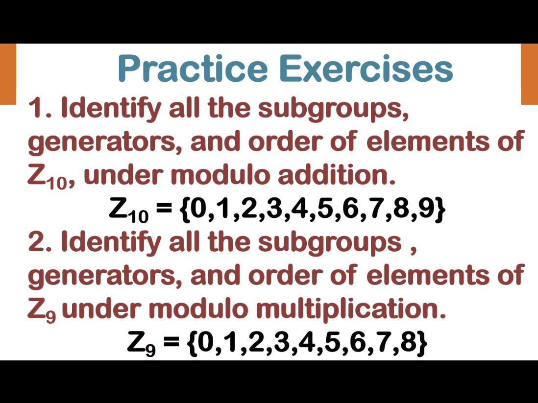 1. Identify all the subgroups, generators, | StudyX