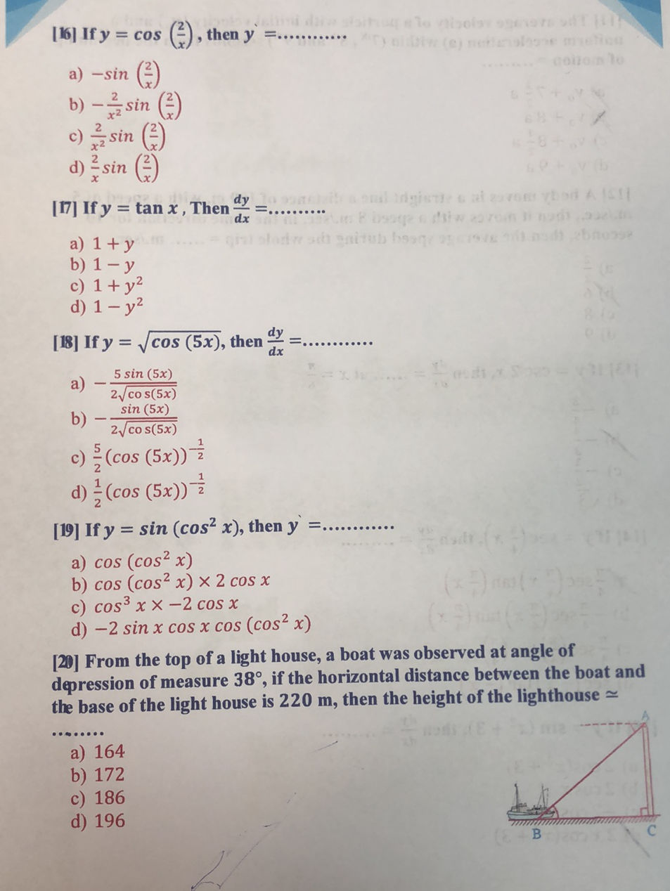 [16] If $y = cos( {2}{x})$, then $y' = ...$ | StudyX