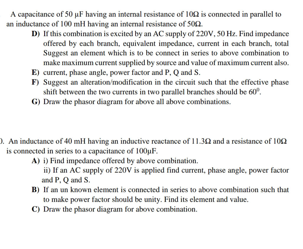 A capacitance of 50 µF having an internal | StudyX