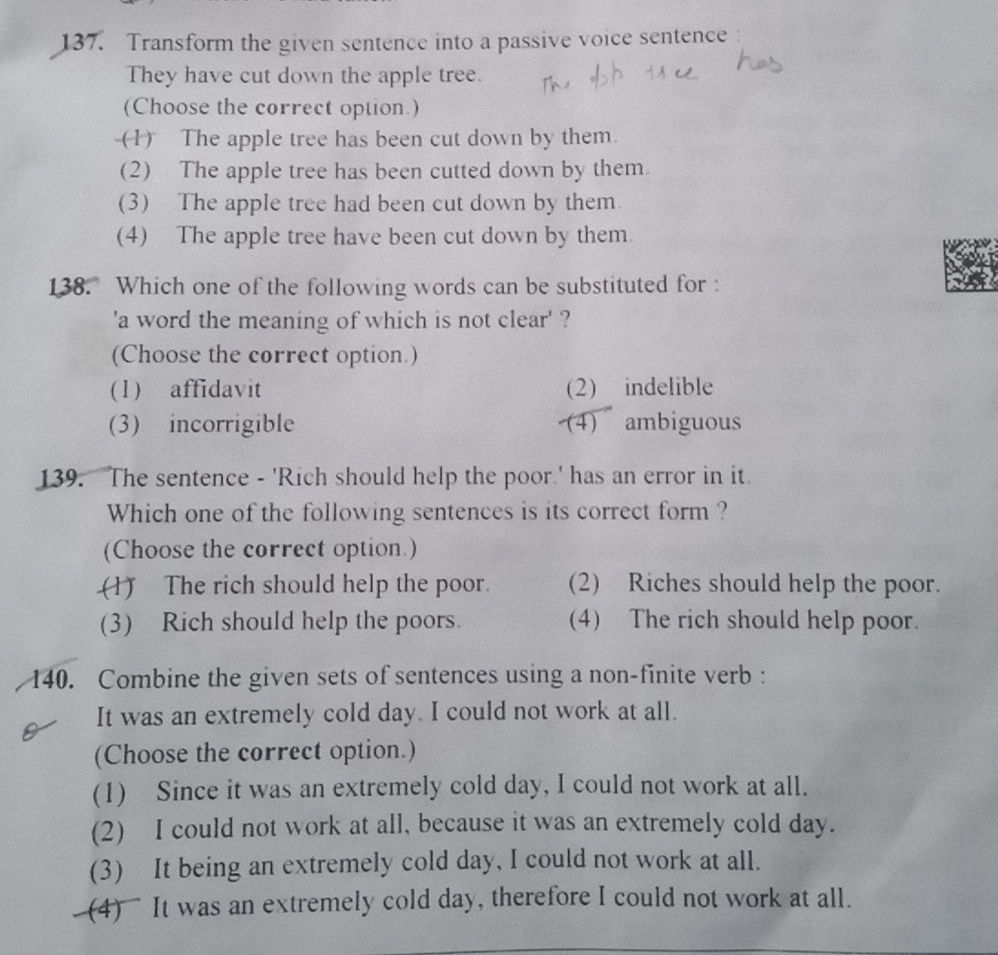 137. Transform the given sentence into a | StudyX