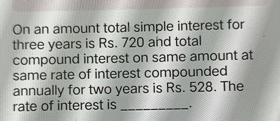 On an amount total simple interest for three | StudyX
