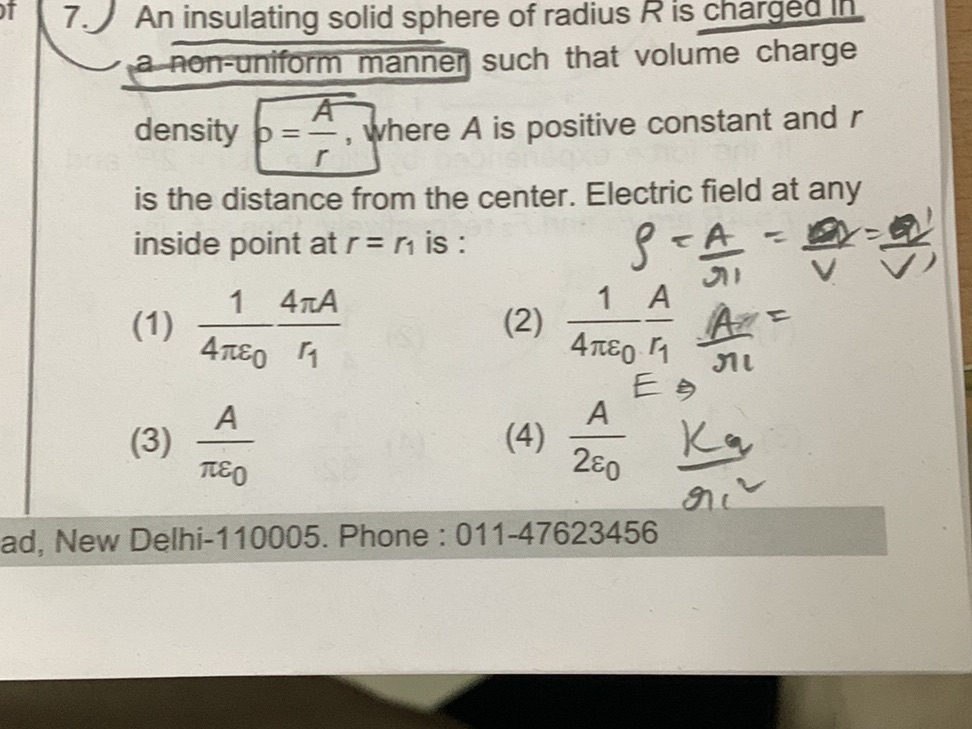 7. An insulating solid sphere of radius R is | StudyX