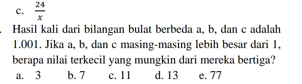 c. {24}{x} Hasil kali dari bilangan bulat | StudyX