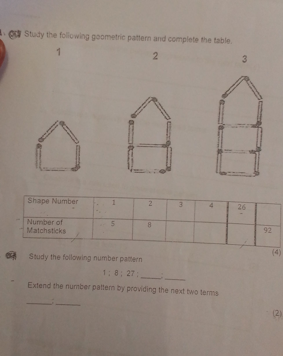 Study the following geometric pattern and | StudyX